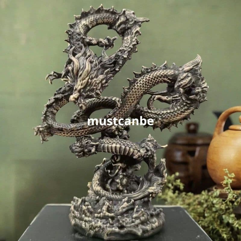 銅器 神獣 盤竜 神竜 招財 鎮宅 装飾品 工芸品 置物