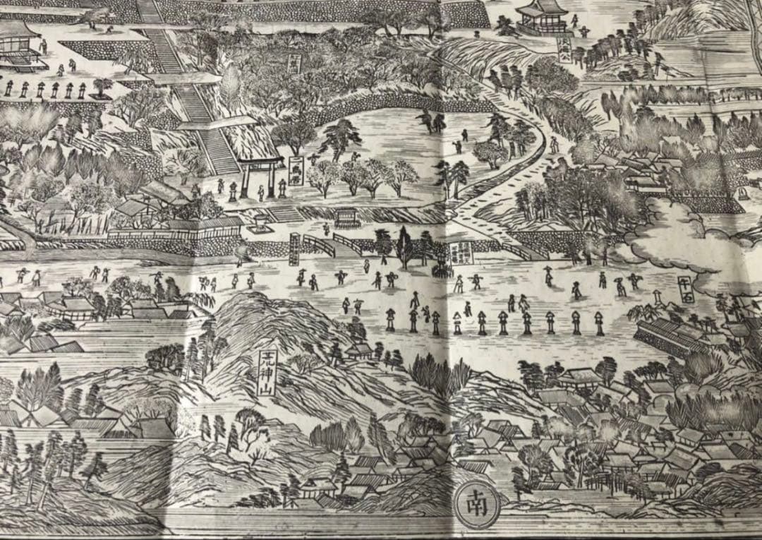 故速水春暁斎原画　四方春翠再画 「大和国多武峰談山神社之図」古地図　古文書