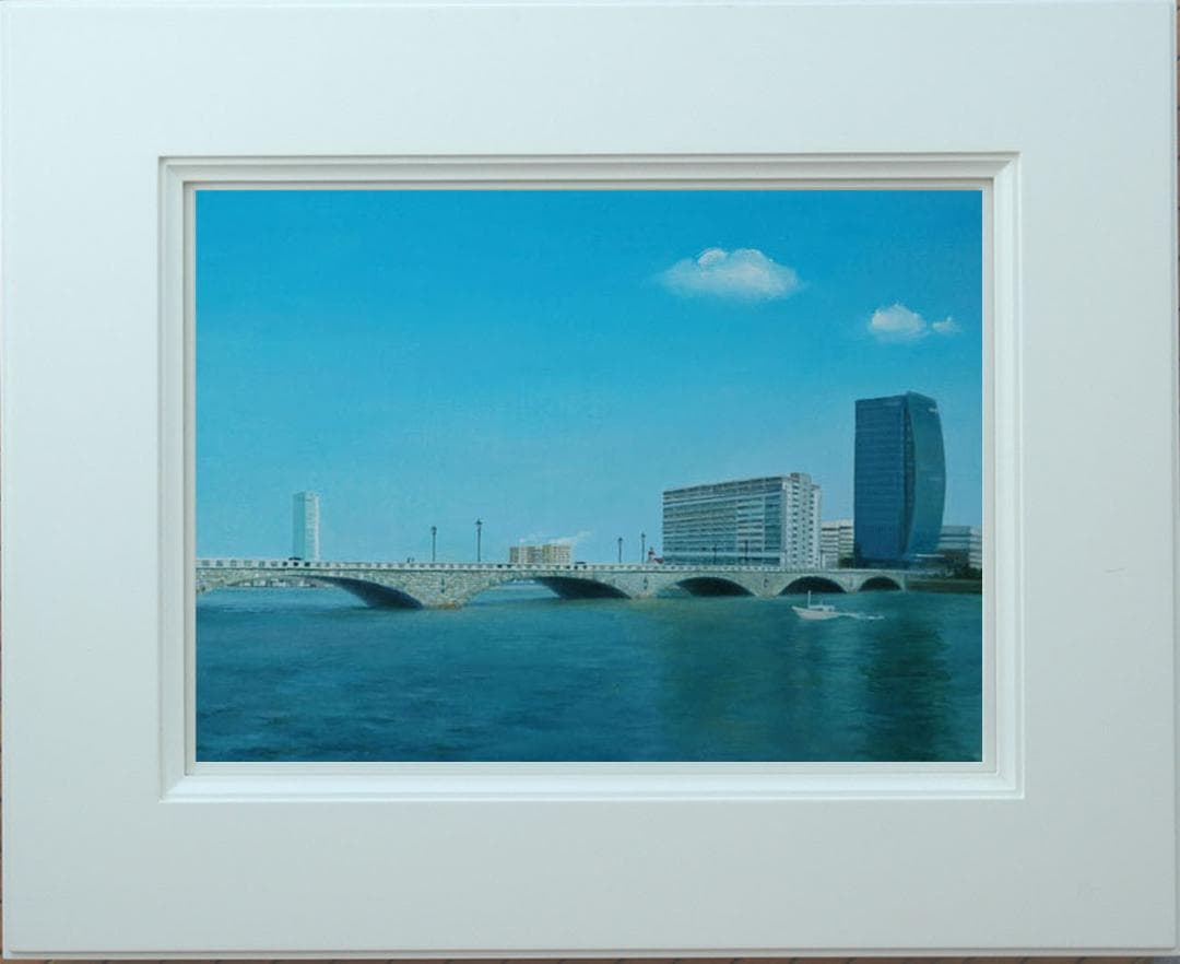 油絵 菅家令子 絵 絵画インテリア F6-080214 風景 万代橋 新潟 風景