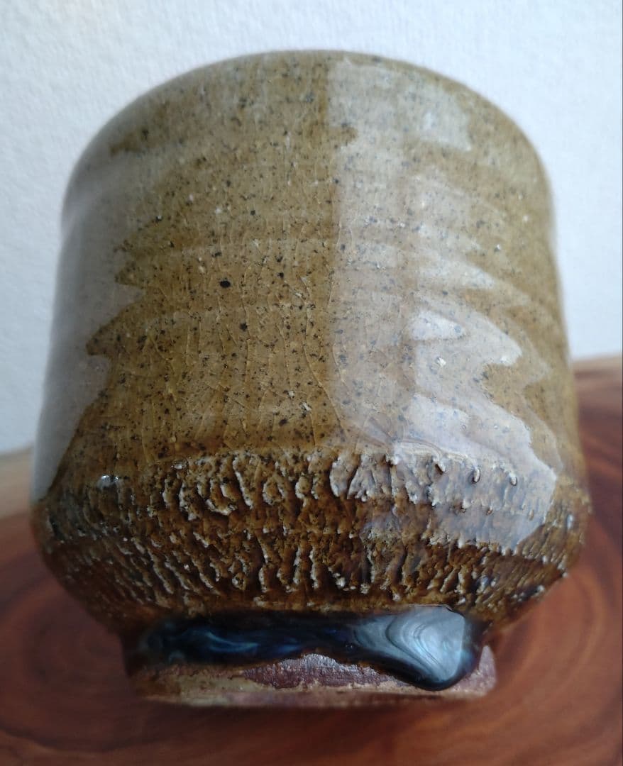 【無冠の帝王】西岡小十　朝鮮唐津茶碗　コバルト　窯変　黒唐津　黒高麗　椎茸高台