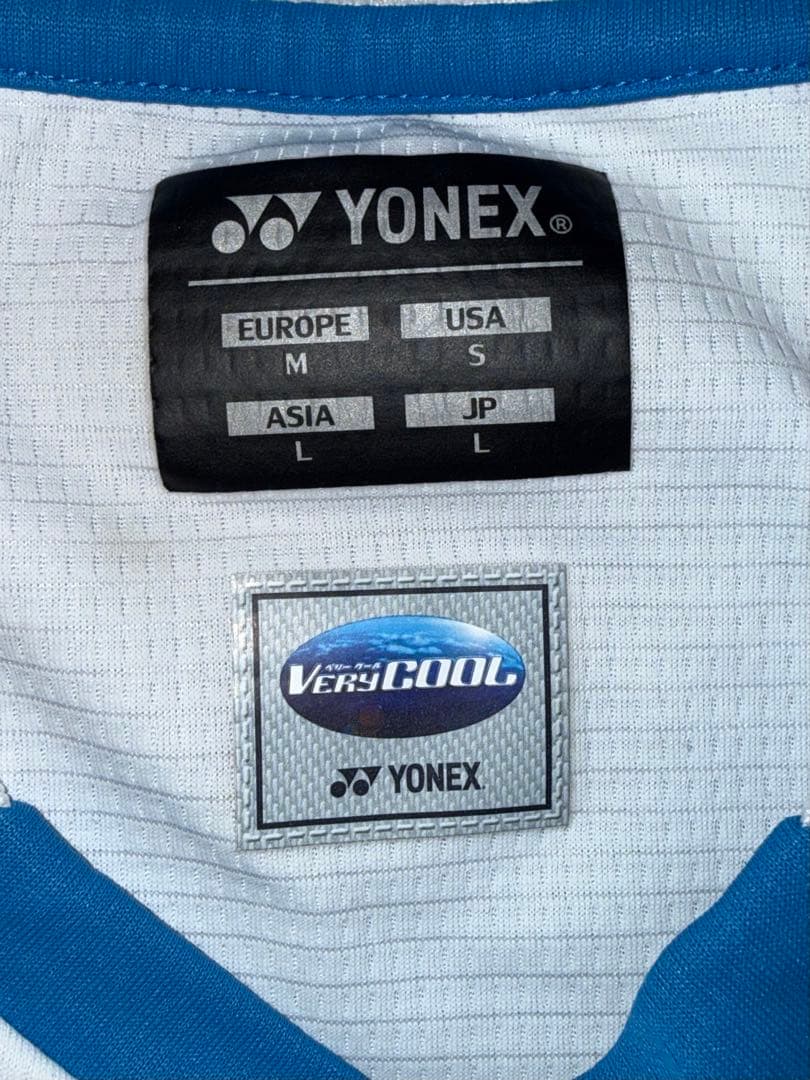 YONEX バドミントンシャツ L ホワイト/ブルー