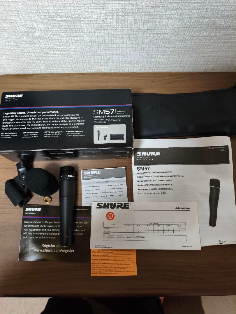 SHURE SM57 ダイナミックマイク (美品) + SHURE ポップガード