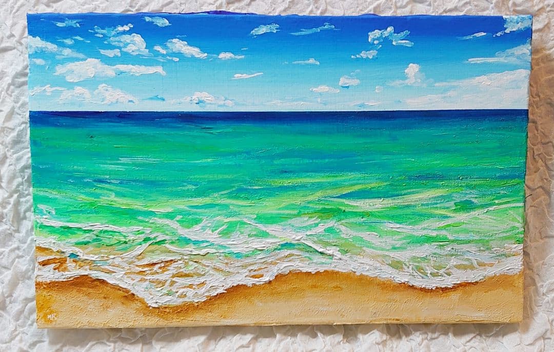 油絵 絵画 【エメラルドグリーンの海】