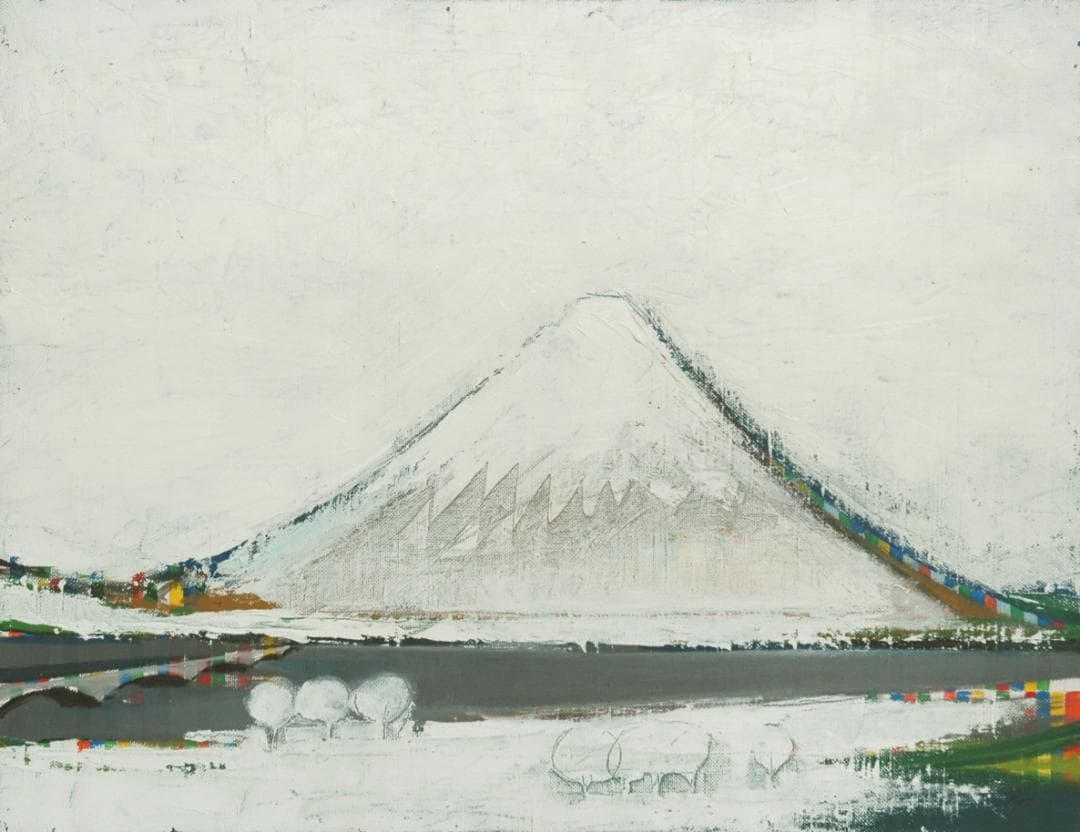 油絵 菅家令子 絵 絵画インテリア 額付(黒) F6-081911 風景 富士山