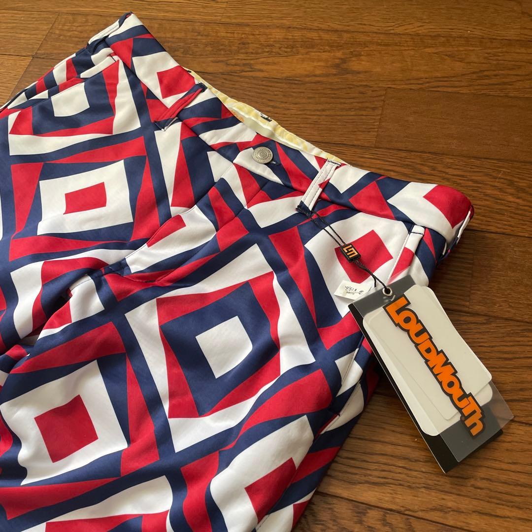新品　LOUDMOUTH ボンディングパンツ　L 幾何学模様 ゴルフウェア