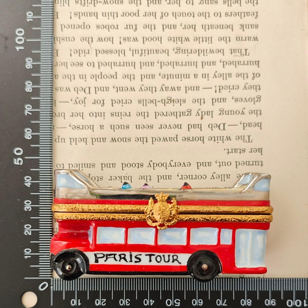 リモージュボックス　オープントップバス　フランス製磁器　ミニチュア小物入れ