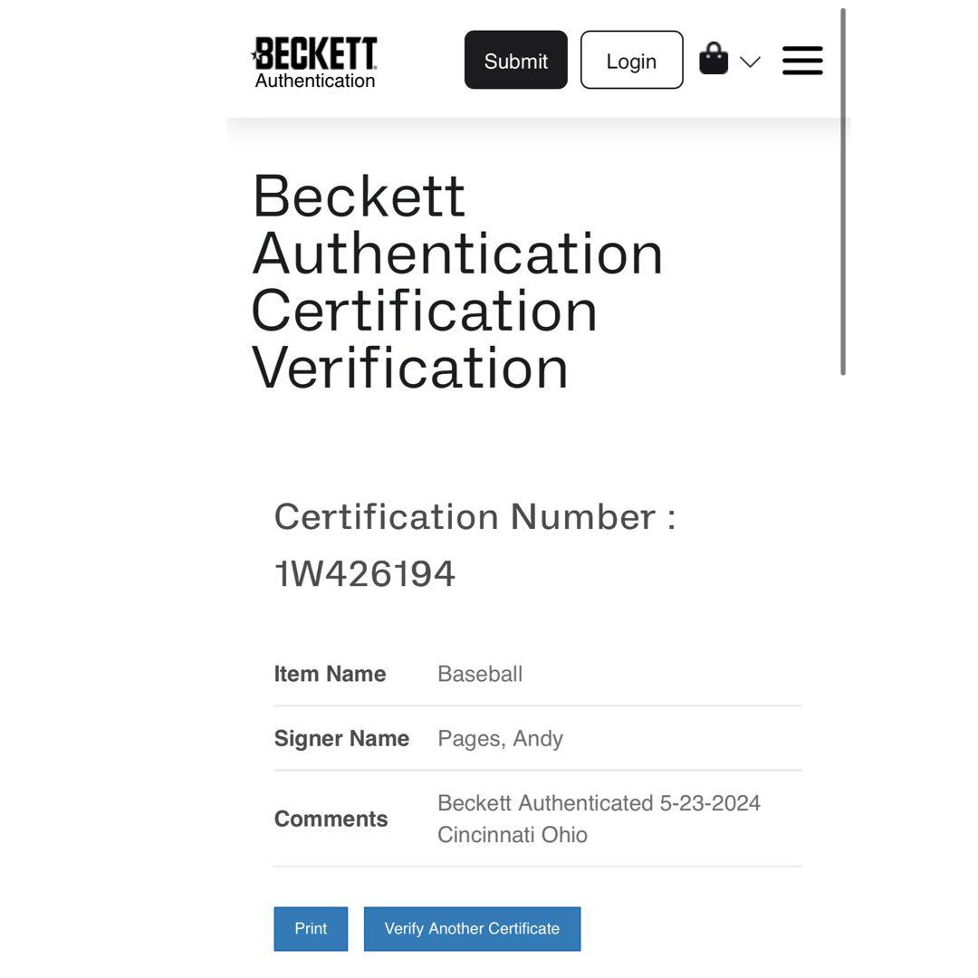 正規品！ ドジャース パヘス 直筆サイン 背番号 ボール Beckett 証明付