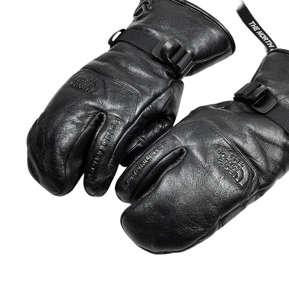 美品 THE NORTH FACE 3フィンガー 本革 レザー グローブ 黒S