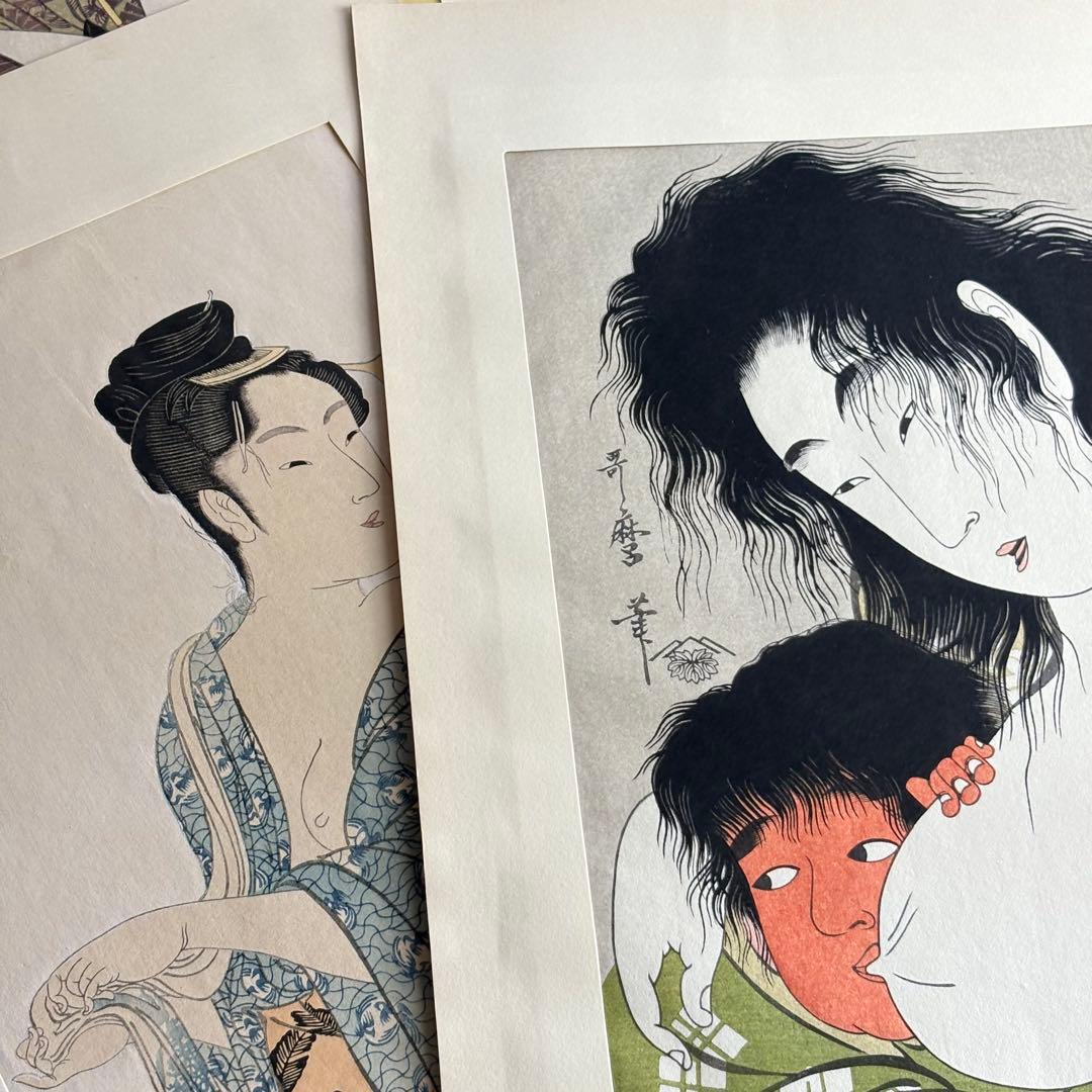 喜多川歌麿 木版画 6枚 浮世絵 當時全盛美人揃 浮気之相 娘日時計 他 美人