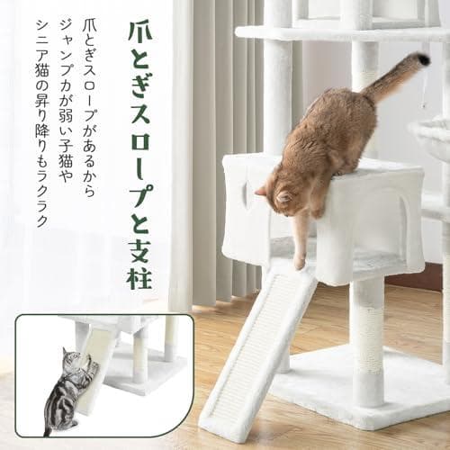 AIFY省スペース キャットタワー スリム 安定強化構造 大型猫用 多頭飼い p
