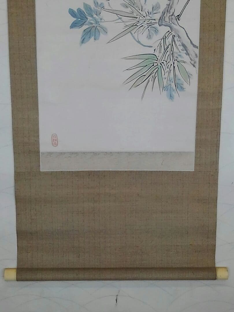 ♥掛軸　【模写】　高森 砕巌　不老長春　花鳥図　掛け軸