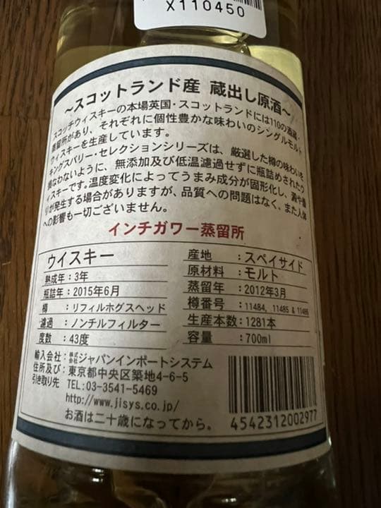 【終売品】インチガワー　キングスバレーセレクション2012  生産本数1281本