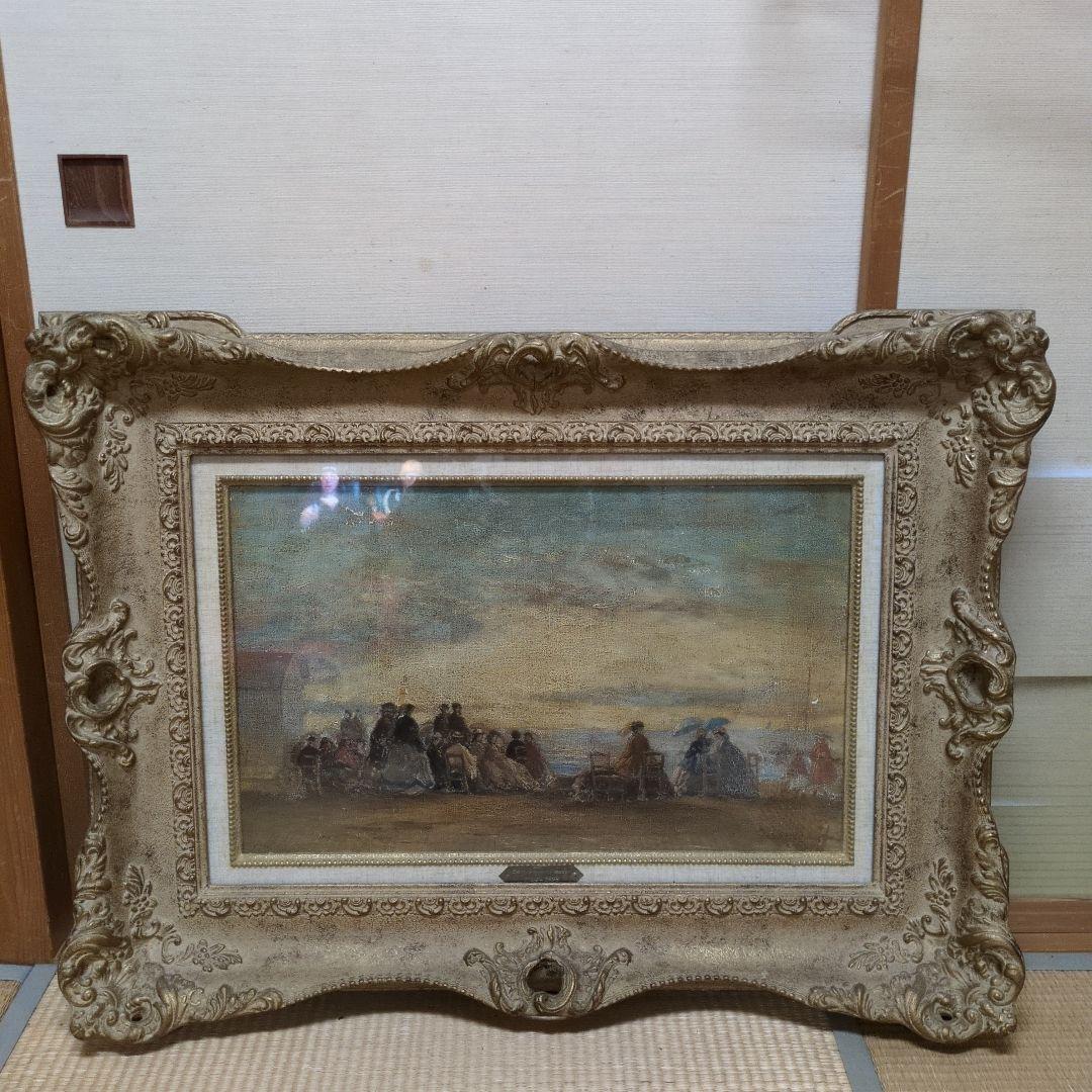 Luis Eugene Boudin 油彩画 海辺の風景