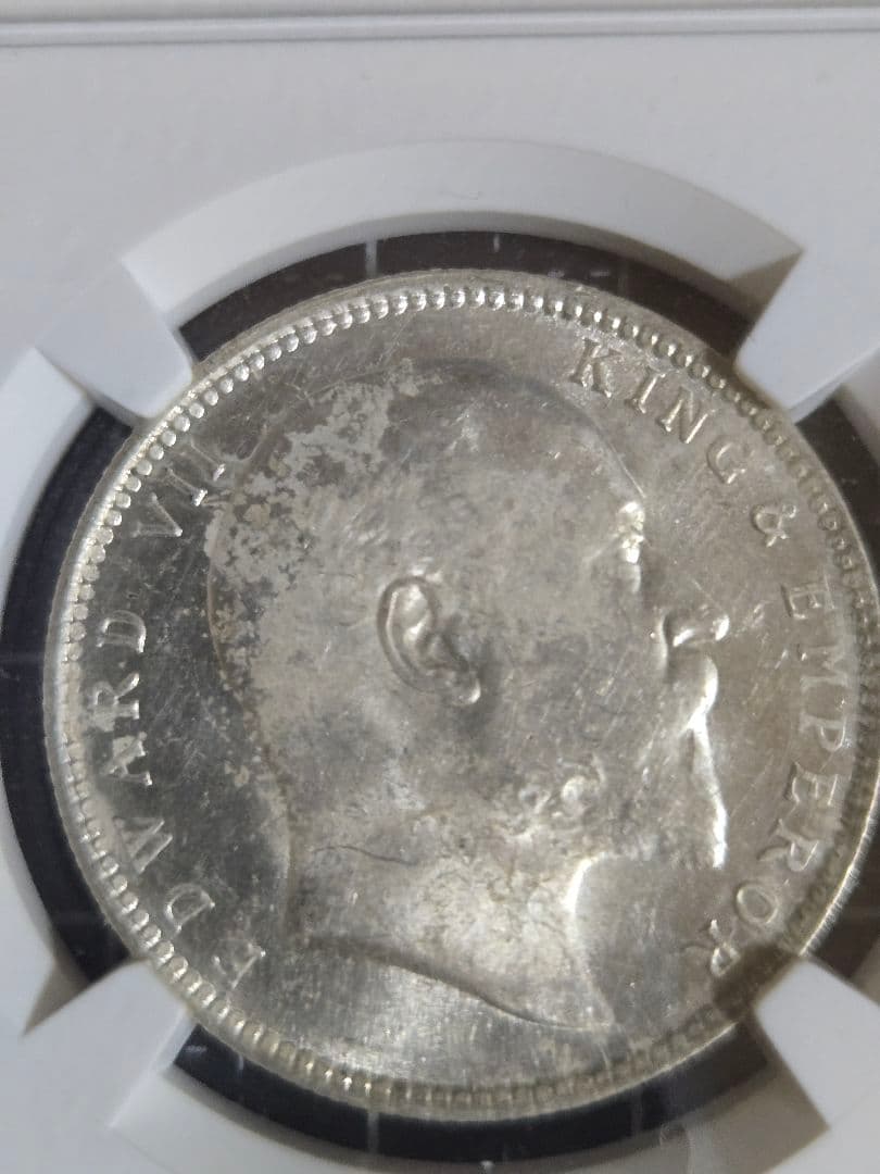 1906年 インド ルピー MS 62 エドワード7世 銀貨 イギリス NGC