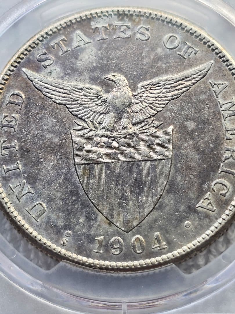 アメリカ領 フィリピン 大型銀貨 1ペソ シルバー 1904年 希少 PCGS