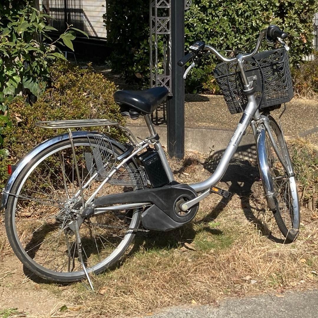 電動アシスト自転車 シルバー 前カゴ付き