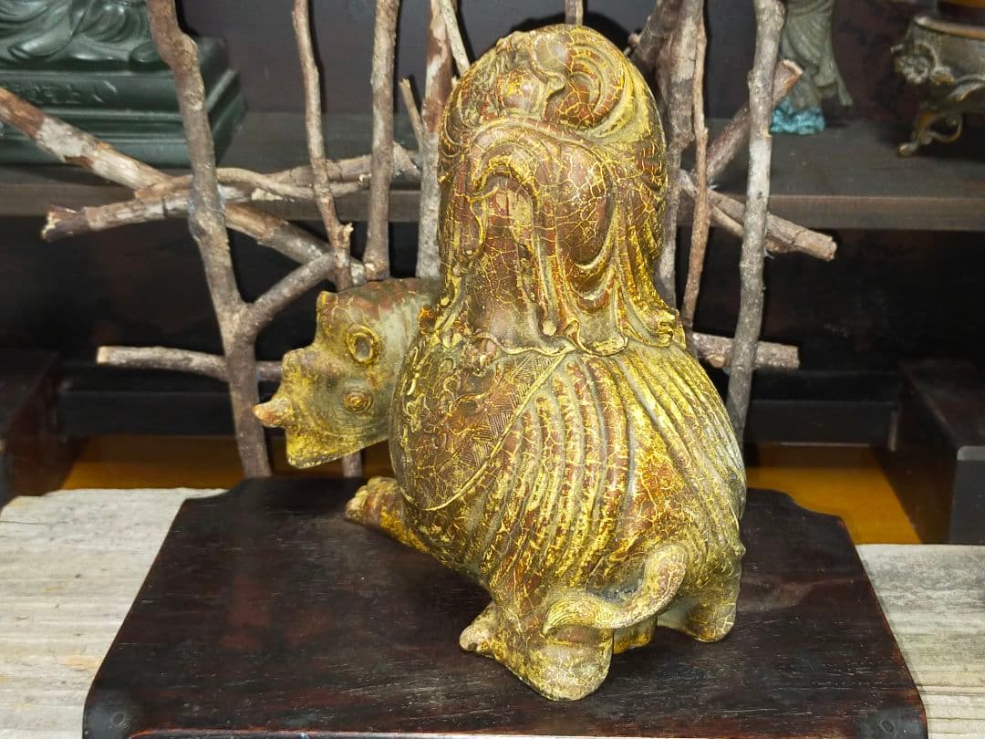 ♥値下げ！中国　石彫　彫刻作品　２．５ｋｇ　獣　達磨　石製　骨董　古玩