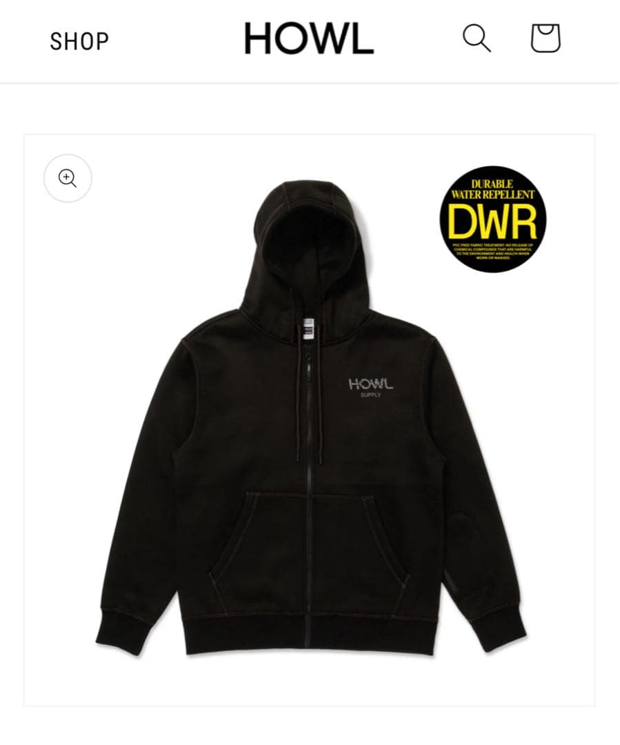 25-26 HOWL DWR ZIP HOODIE フーディー Mサイズ(US)