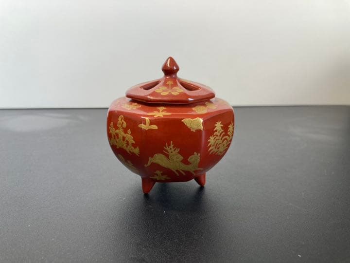 香炉　金彩　中国　骨董品　中国美術　古美術品