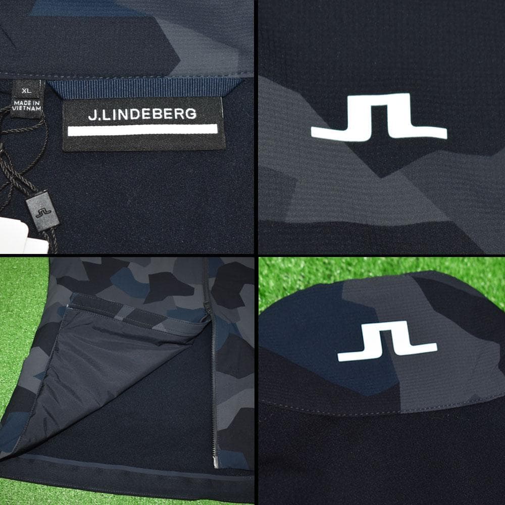 J.LINDEBERG/ゴルフ ジップベスト【ネイビーカモ/XL】新品！