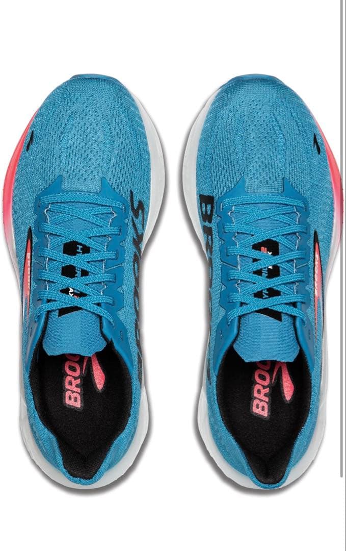 BROOKS 22.5cmスポーツシューズ 青/赤