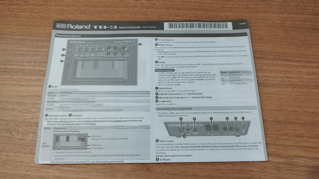 Roland ローランド TB-3 ベースシンセサイザー AIRA　説明書あり