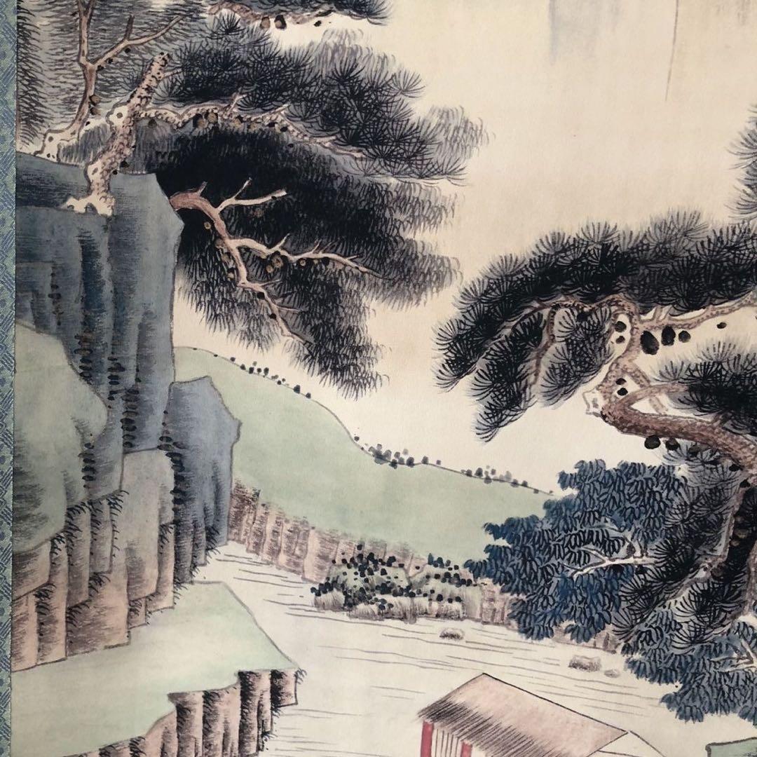 三尺 中堂 掛け軸 張大千 松林奇秀 山水画 中国画 水墨 山水風景