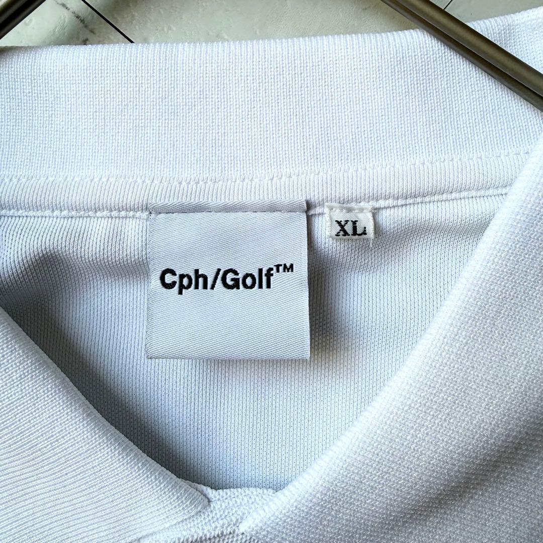 新品 Cph/Golf ゴルフ ポロシャツ 長袖 XL ホワイト グリーン ロゴ