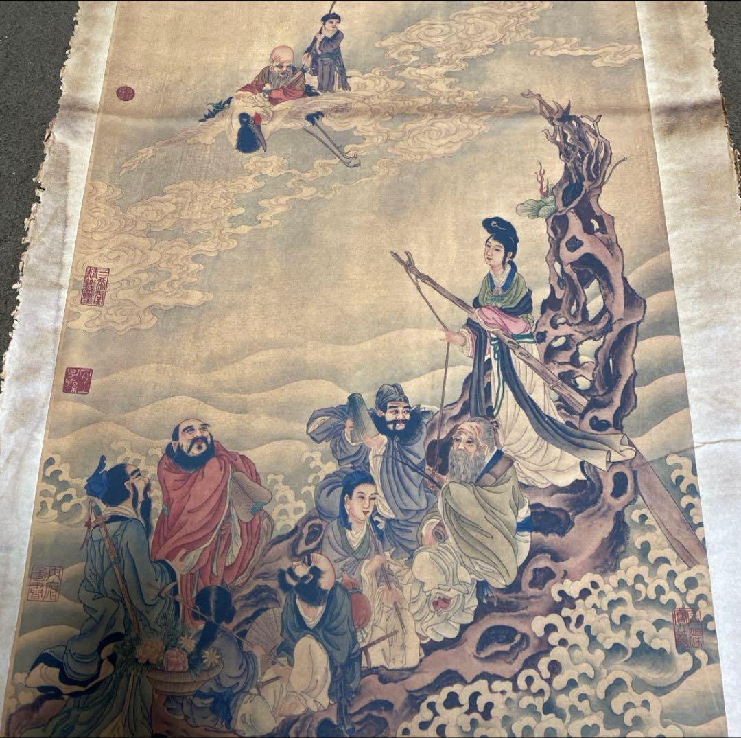 ★藏品★中国近代名家 唐寅 中国美術 神話絵 八仙過海 肉筆 芯 骨董品 希少