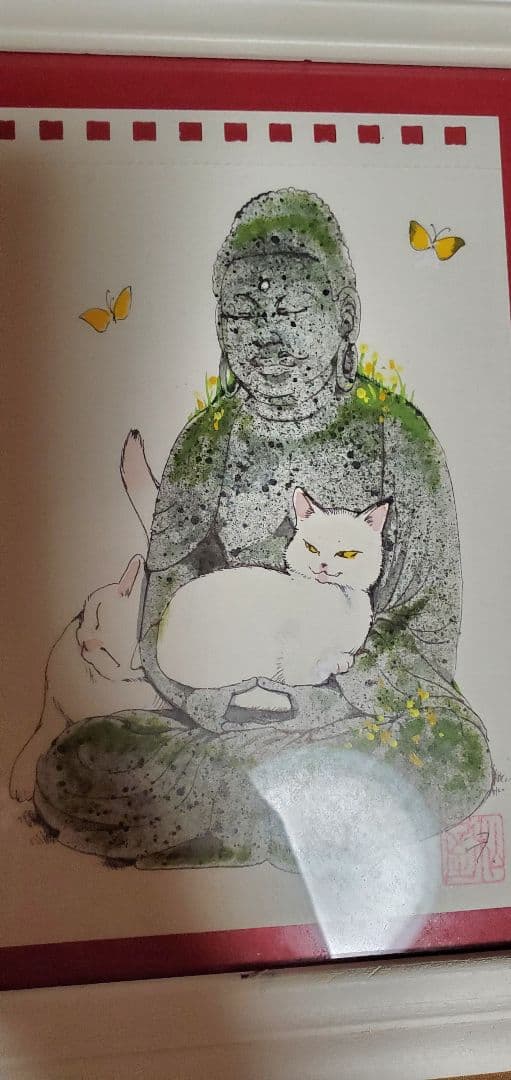 【直筆】石仏猫　私屋カヲル　原画イラスト　こどものじかん　本物