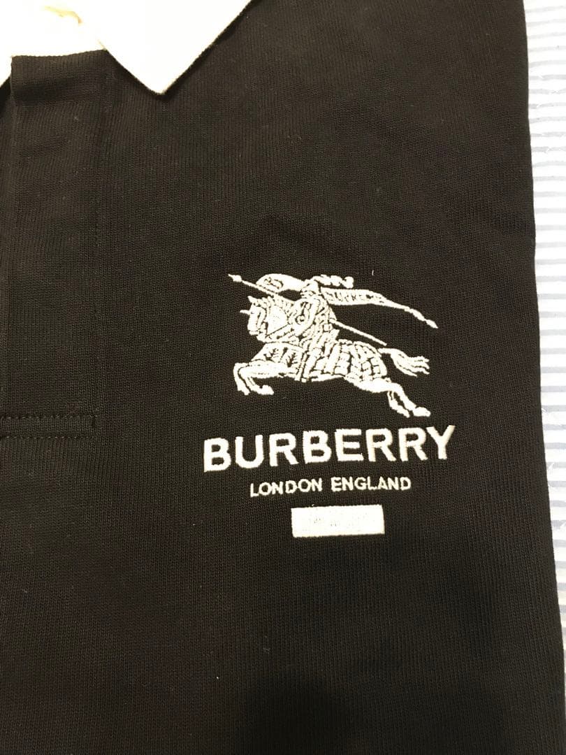 BURBERRY ブラック ポロシャツ M ラガーシャツ 長袖