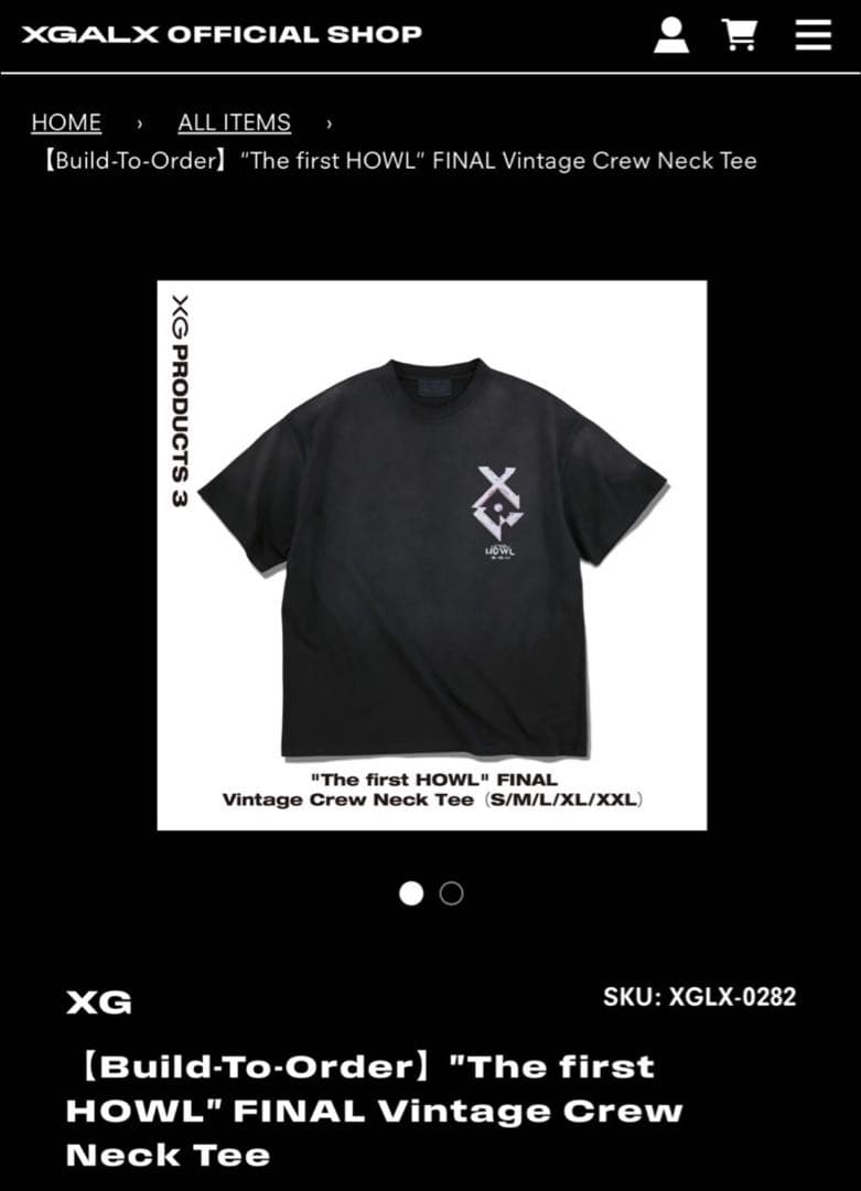 XG The first HOWL FINAL ツアーTシャツ　XLサイズ限定品