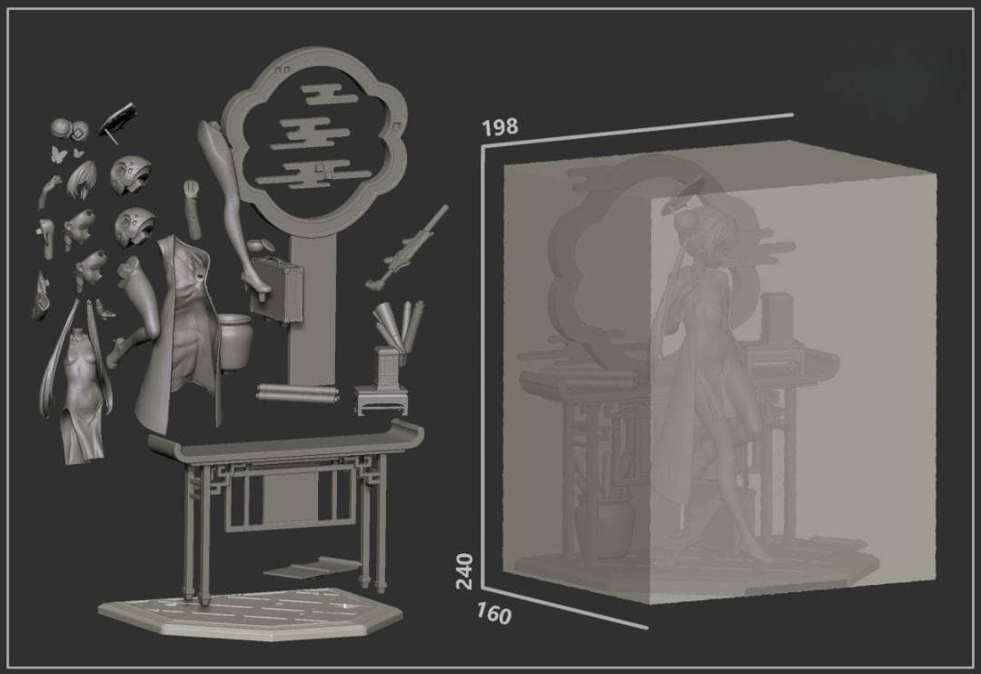 24㎝　未塗装未組立　ガレキ　ブルーアーカイブ　竜華キサキ　玄龍門　門主　山海経