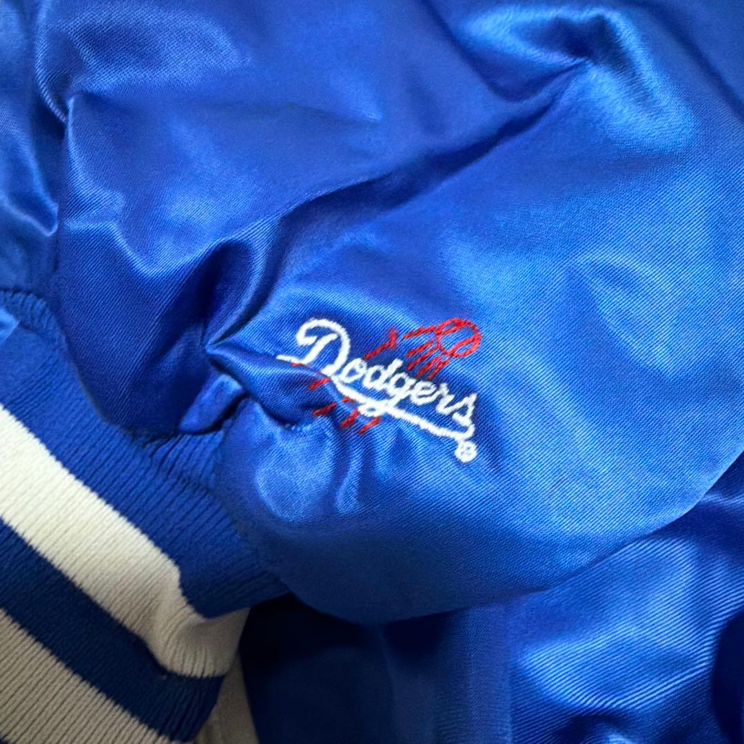 Dodgers サテンジャケット 青