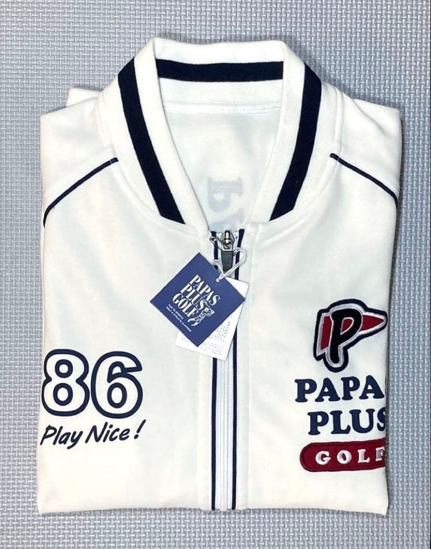 PAPAS PLUS GOLF ジップアップトラックジャケット（ホワイト／M）