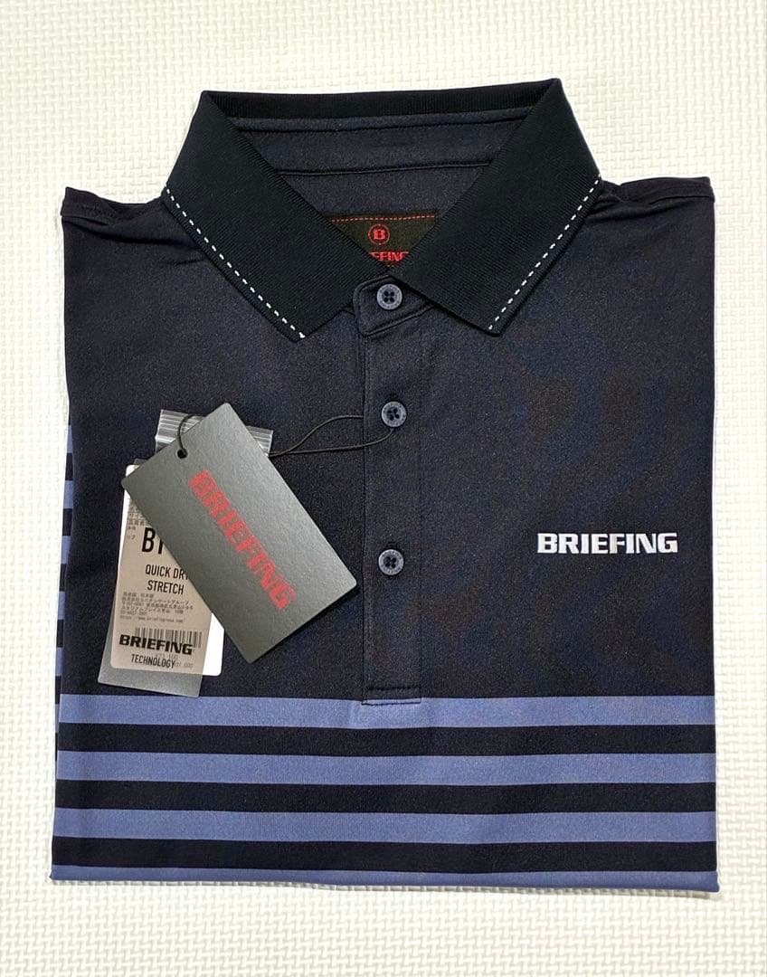 BRIEFING GOLF SHADOW STRIPE POLO（NAV／M）
