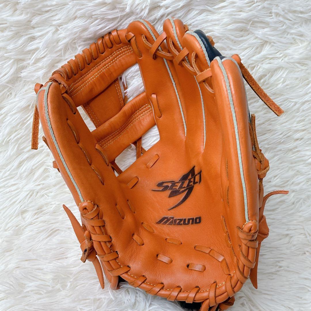 【良品】MIZUNO Select 9 軟式グローブ オレンジ×ブラック 内野手