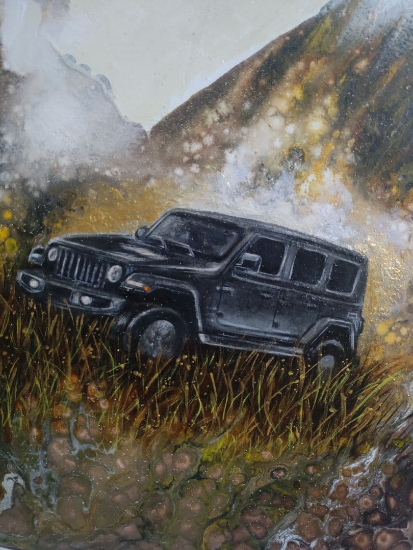 油絵【Jeep Life】1点物の原画/作者サイン入り/キャンバス油彩画