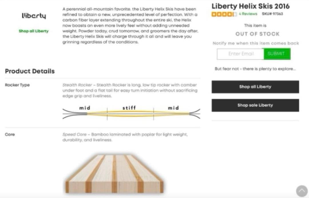 ⚠️美品TUNEUP後未使用激レアリバティーHELIX 167cmチロリアビン付