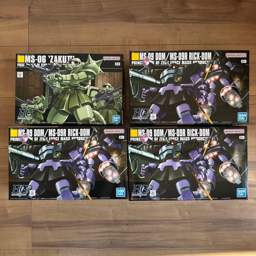 HGUC 1/144 機動戦士ガンダム 量産型ザク&ドム・ リックドム ×3