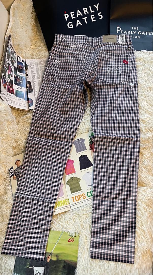 パーリーゲイツ男女共用C/Pe変形ドビーカルゼ 先染めチェックパンツサイズ3