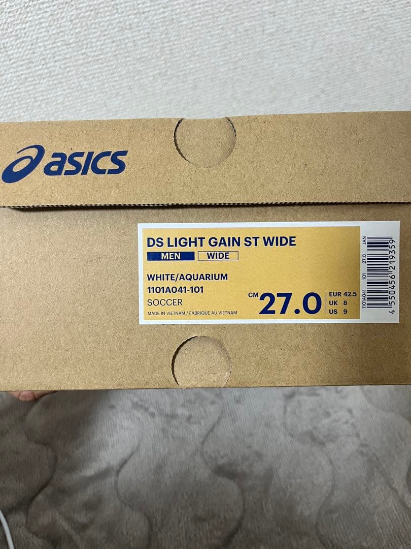 ASICS サッカースパイク ホワイト/ブルー　DS LIGHT 取り替え式