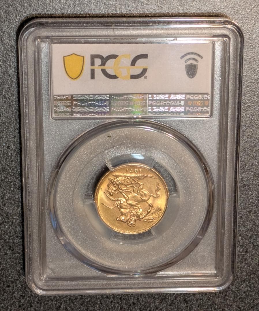 1871 イギリス ヴィクトリア女王 ソブリン金貨 PCGS MS63