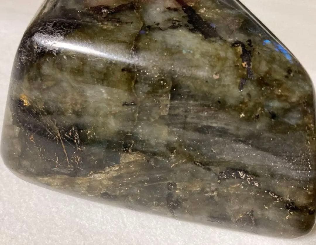 ラブラドライト924g 特大 マダガスカル産 ブルーシラー強 磨き