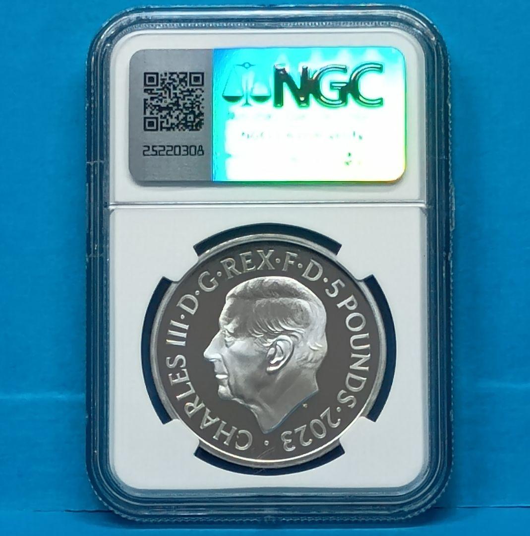 2023 イギリス チャールズ3世生誕75周年 £5 銀貨 NGC PF70UC