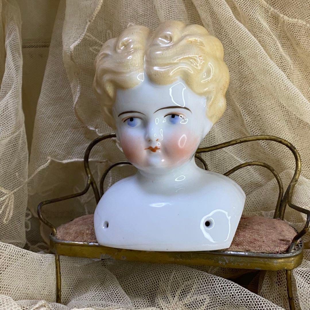 ドイツアンティーク チャイナヘッドドール 11cm ブロンド ヘッド