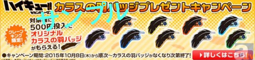 入手困難!! ハイキュー! クレーンキング限定 カラスの羽バッジ 全9種 コンプ