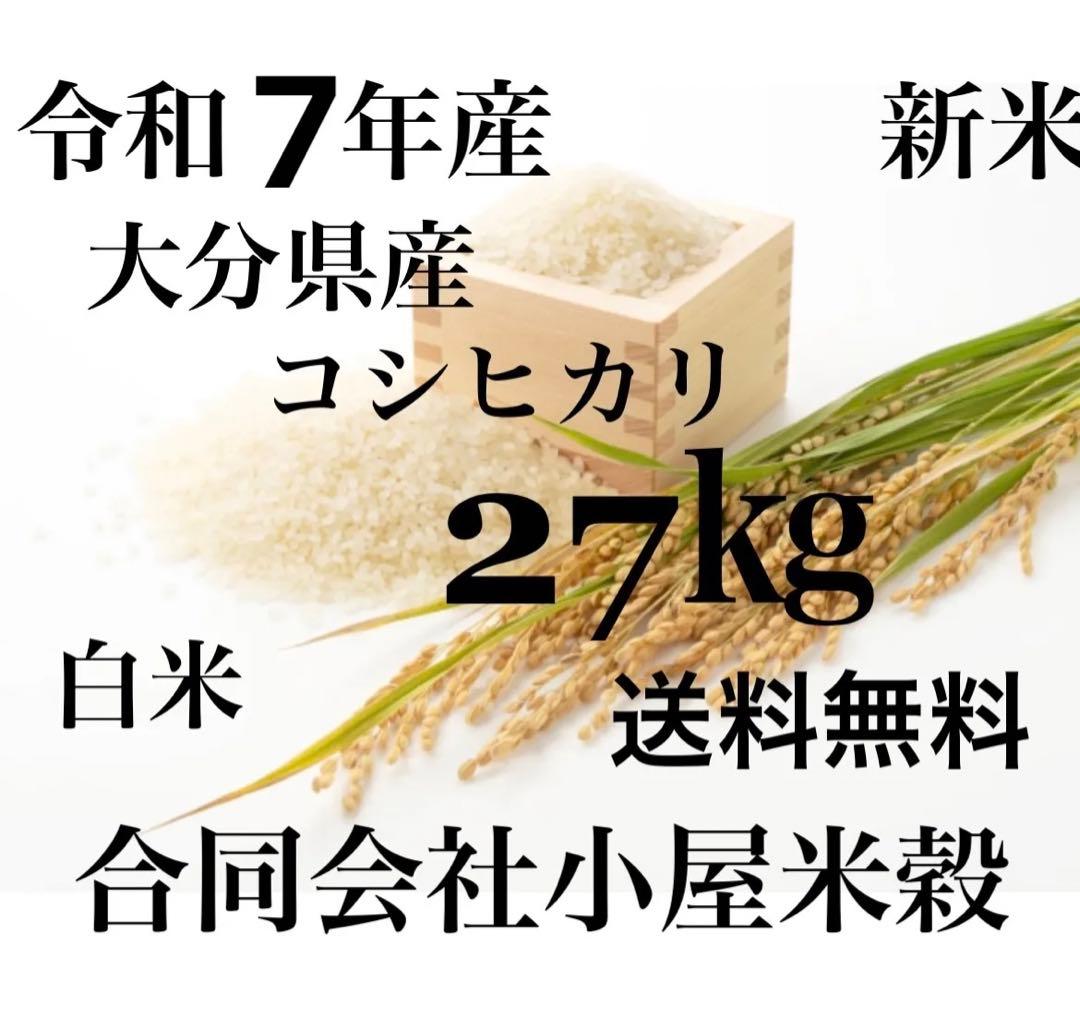 令和7年産　新米　大分県産コシヒカリ　白米27㎏　資材重量込みお米30㎏キロ以内
