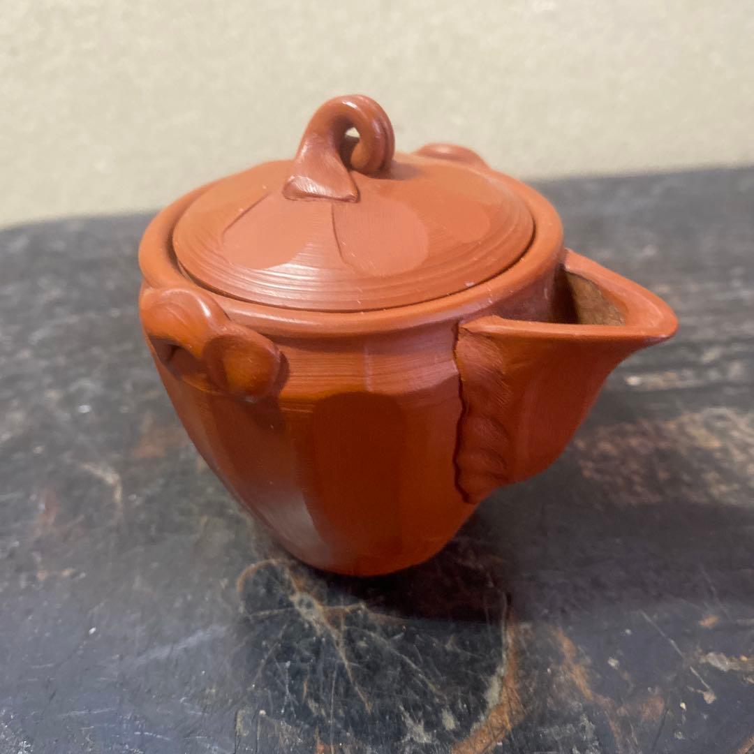 杉江木仙作　常滑急須 小型 朱泥　宝瓶　茶注A