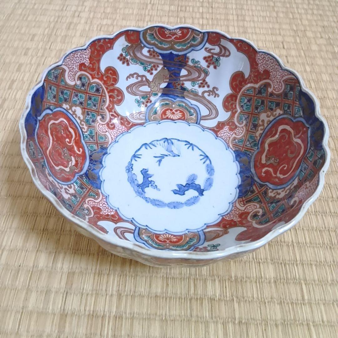 ①【古伊万里】骨董品 大皿 色絵 鉢 深鉢 伊万里 陶器 有田焼 希少 極美品